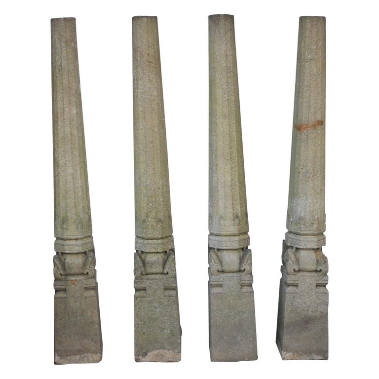 Set of 4 Carved Granite Columns For Sale at 1stDibs