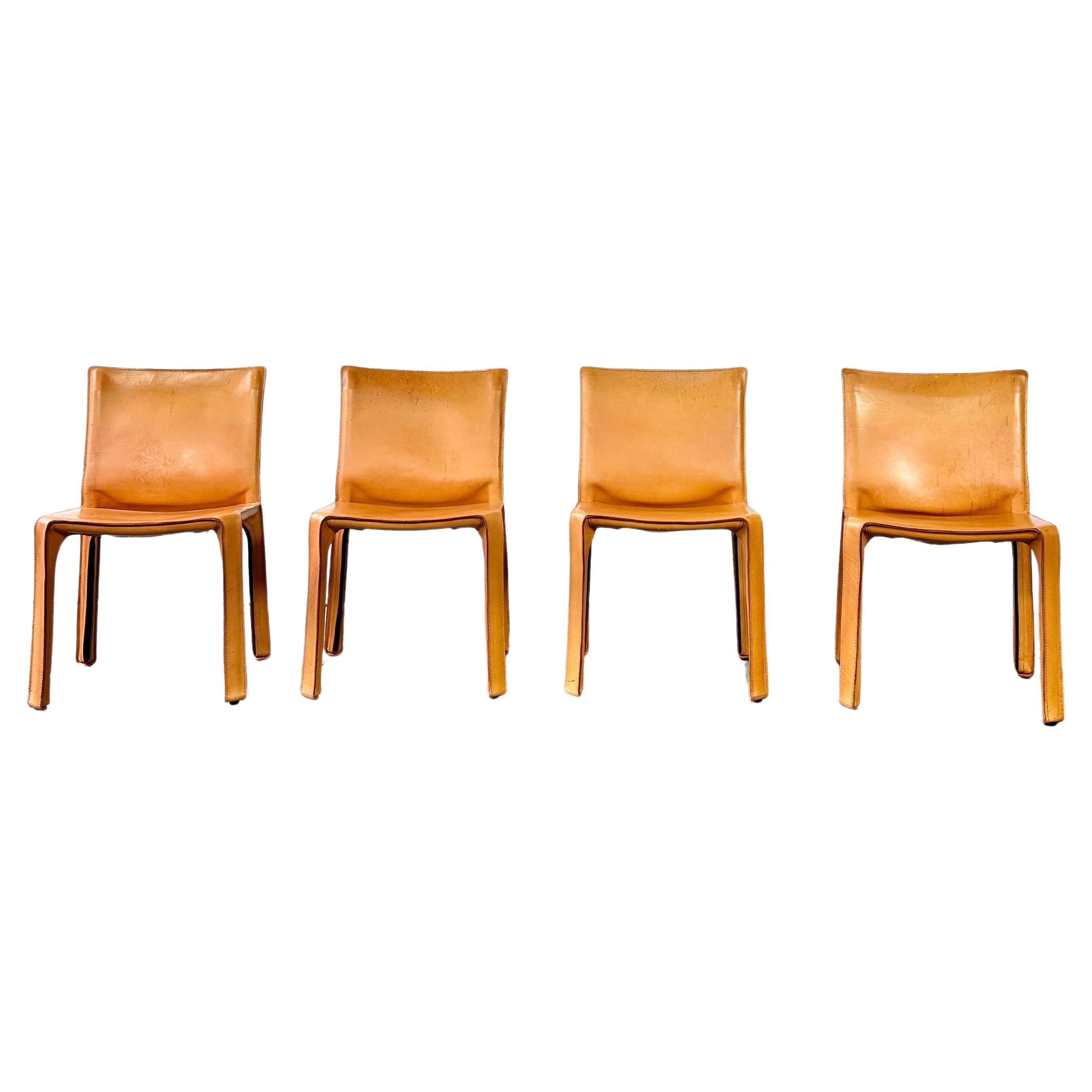 Set of 4 Cassina Cab Chairs designed by Mario Bellini 1978 in Natural ...