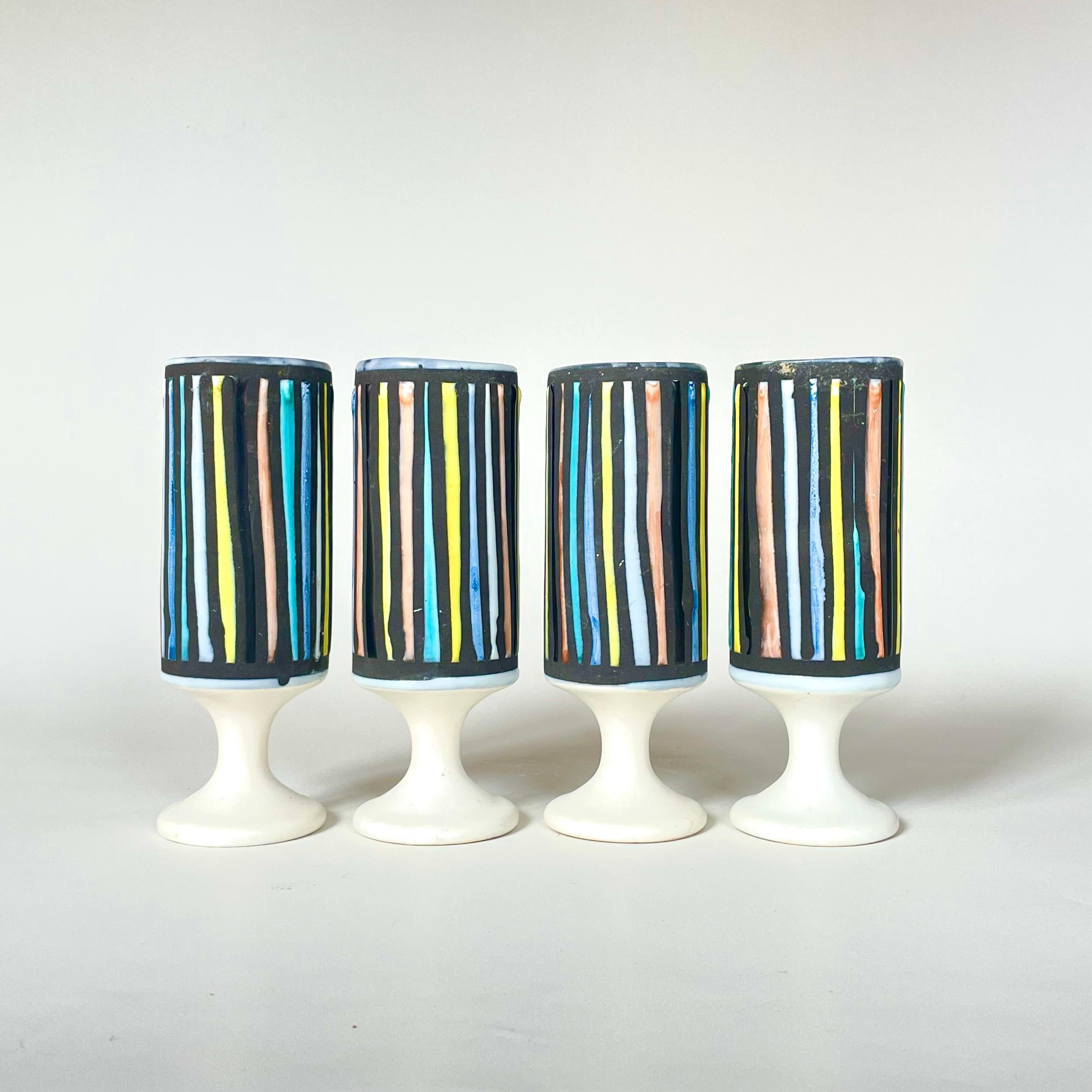 Set of 4 ceramic mazagrans by Roger Capron, pyjama decor, circa 1950 ...