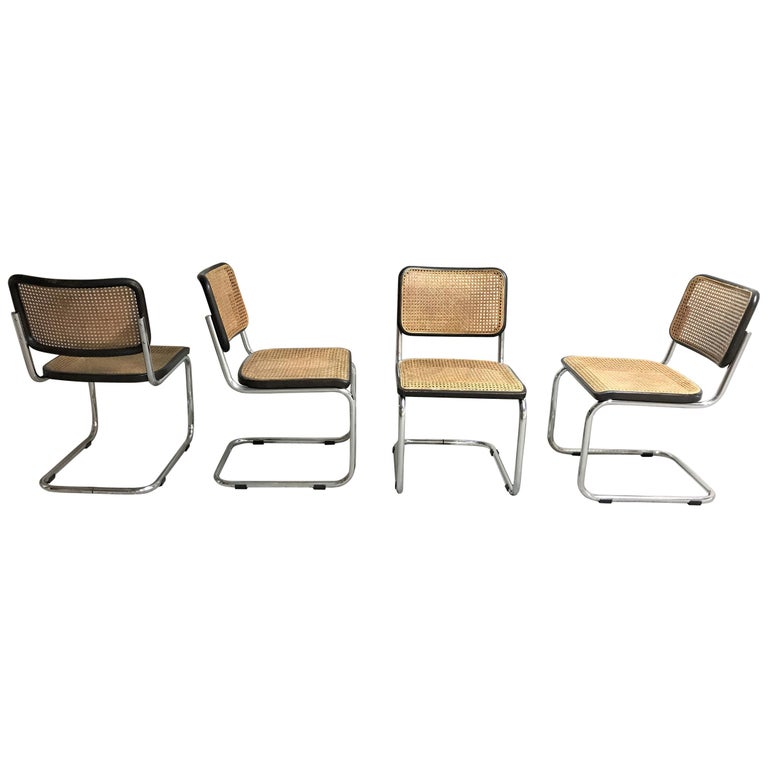 Set of 4 Cesca B32 side chairs by Marcel Breuer for Thonet at 1stDibs