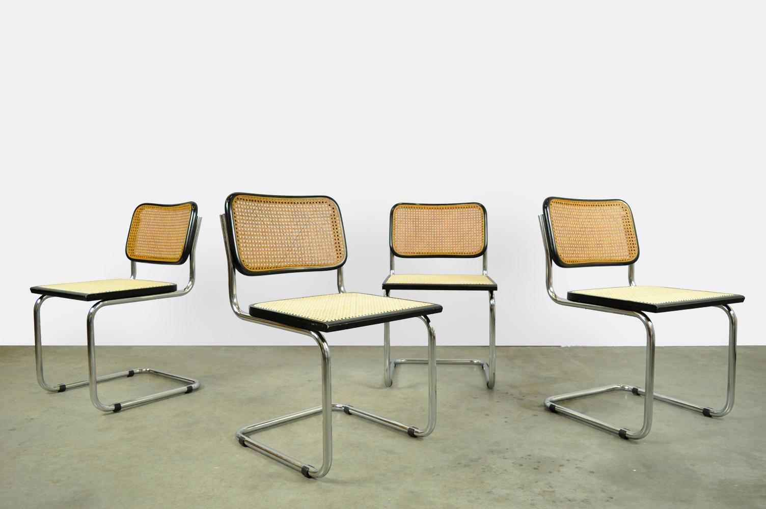 Set of 4 Cesca dining table chairs, made in Italy, 90s For Sale at 1stDibs