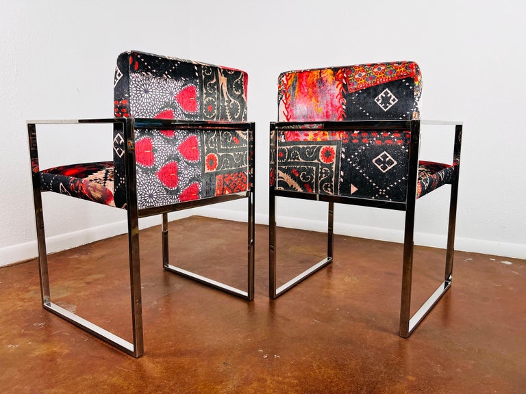 Set of 4 Chrome Frame Dining Chairs at 1stDibs