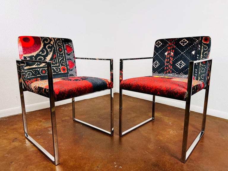 Set of 4 Chrome Frame Dining Chairs at 1stDibs