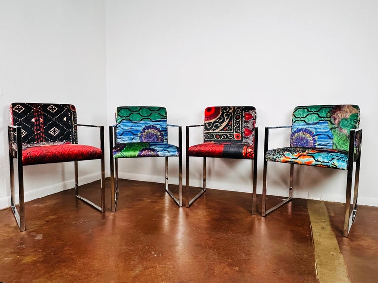 Set of 4 Chrome Frame Dining Chairs at 1stDibs