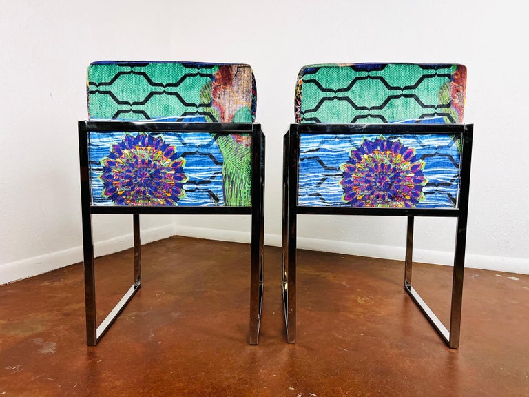 Set of 4 Chrome Frame Dining Chairs at 1stDibs