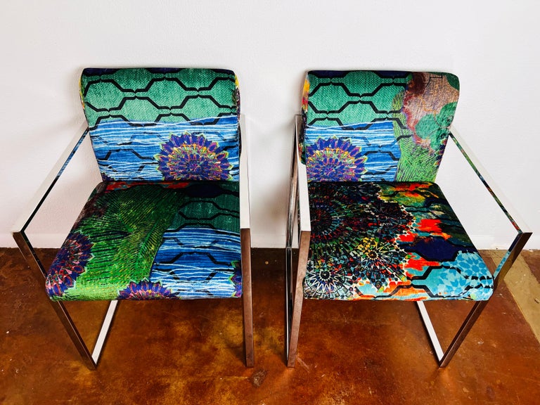 Set of 4 Chrome Frame Dining Chairs at 1stDibs