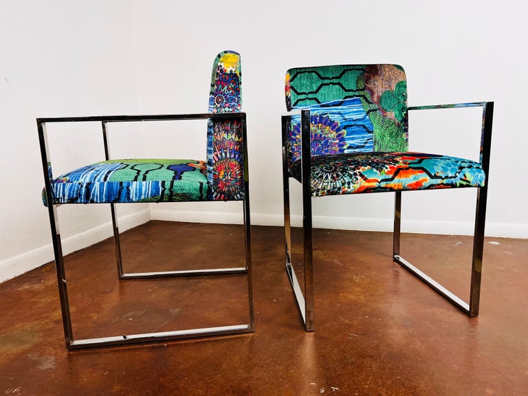 Set of 4 Chrome Frame Dining Chairs at 1stDibs