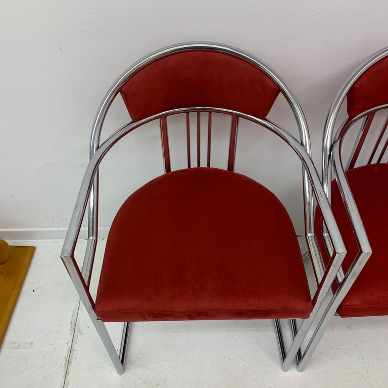 Set of 4 Chrome Hollywood Regency Style Dining Chairs, 1970s For Sale ...