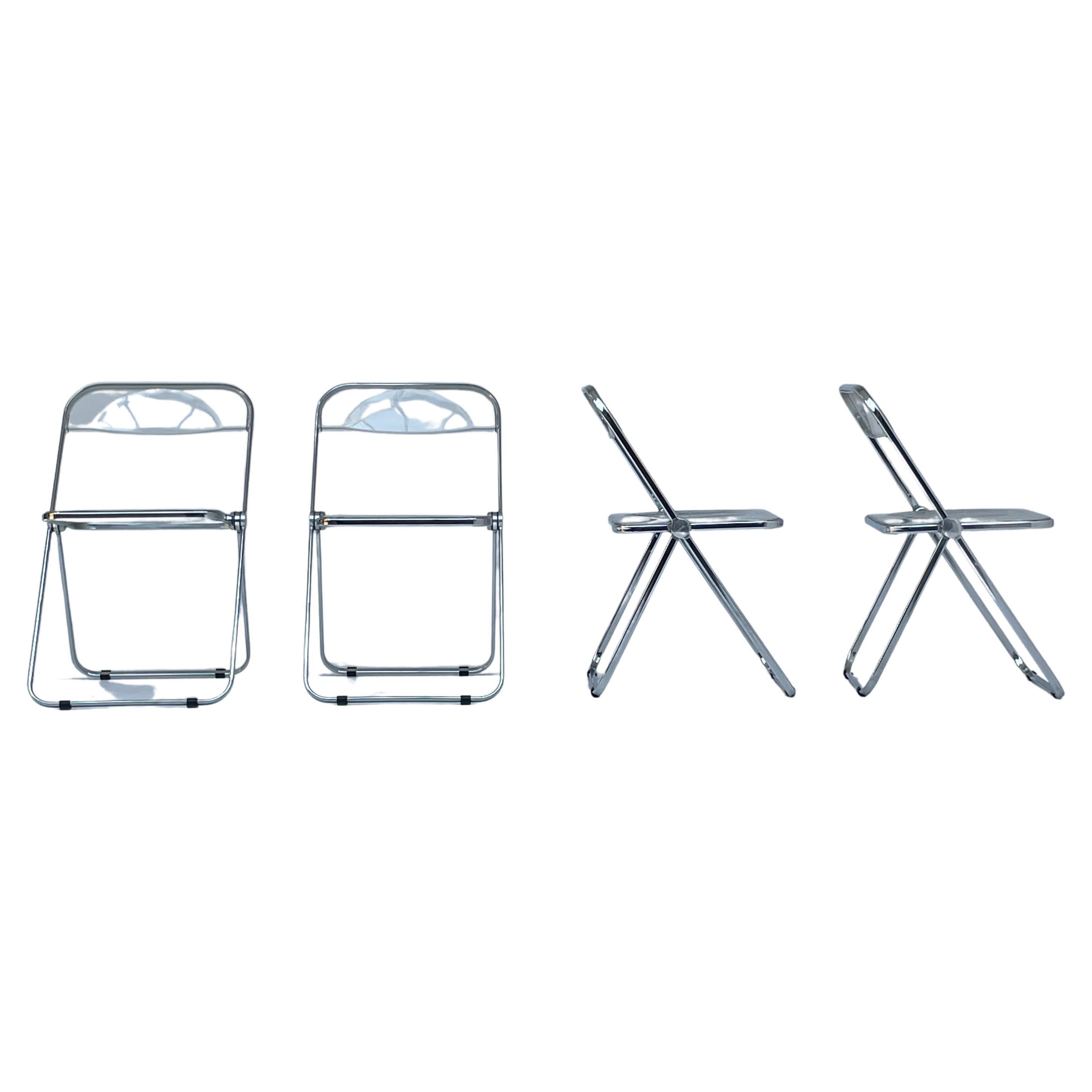 Set of 4 Chrome Plia Chairs, by Giancarlo Piretti at 1stDibs