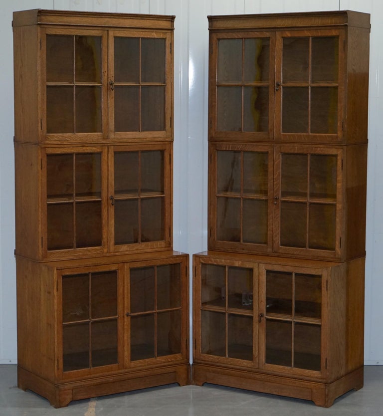 Set of 4 circa 1920 English Oak Minty Oxford Metamorphic Library ...