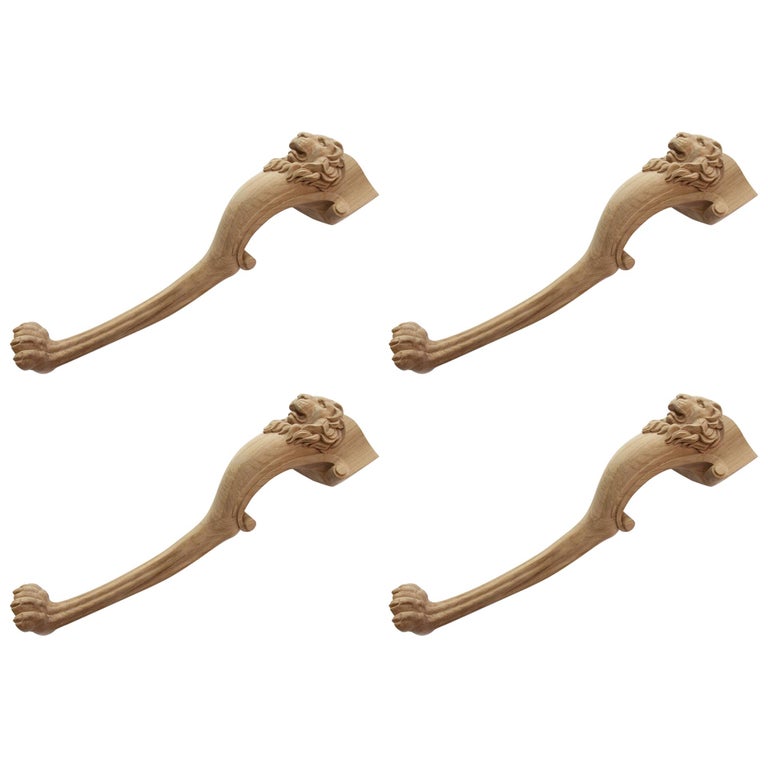 Set of 4 Coffee Lion Table Legs from Oak or Beech For Sale at 1stDibs