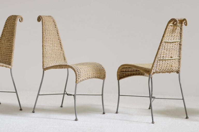 Set of 4 Conran Shop Woven Seagrass Chairs with Rams Horn Details For ...