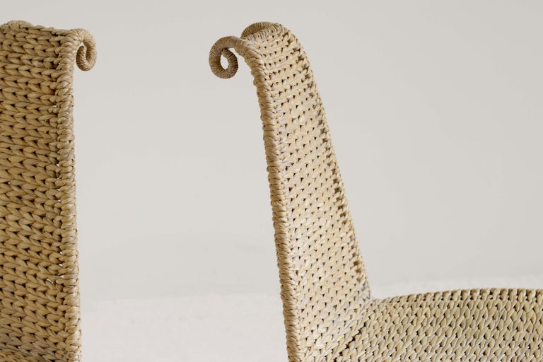 Set of 4 Conran Shop Woven Seagrass Chairs with Rams Horn Details For ...