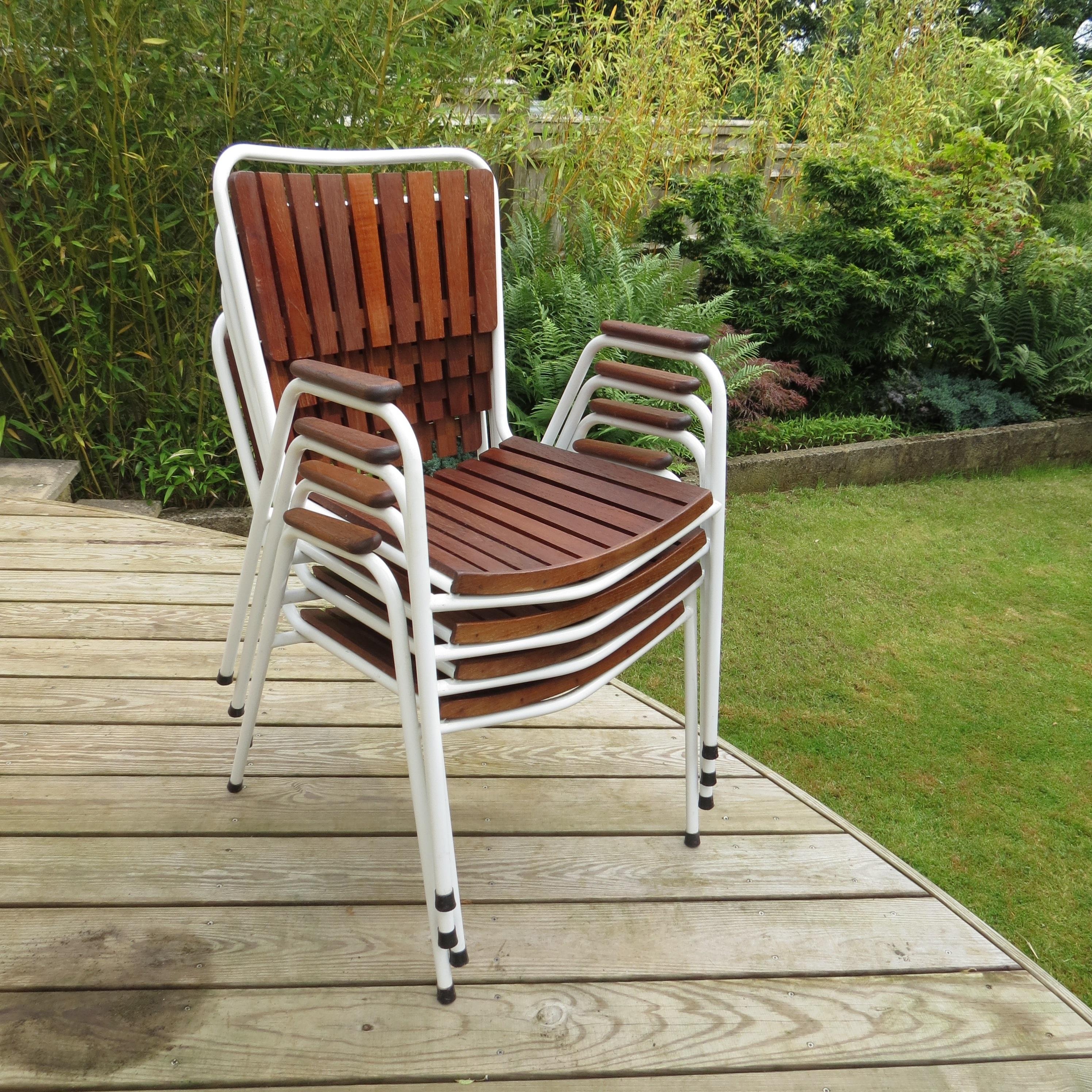 Set of 4 Danish Daneline Teak Stacking Garden Chairs at 1stDibs ...
