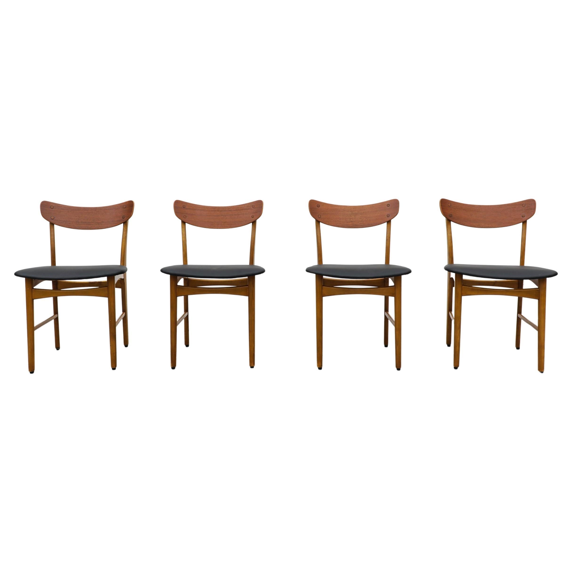 Set of 4 Danish Razor Back Dining Chairs with Rush Seat at 1stDibs