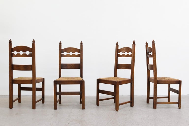 Set of 4 Danish Razor Back Dining Chairs with Rush Seat at 1stDibs