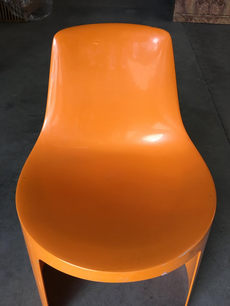 Set of 4 Early Swedish Orange Plastic Stacking Side Chairs by Overman ...
