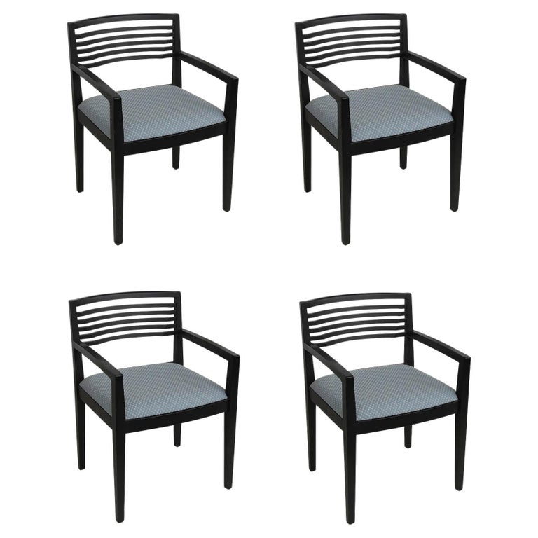 Set of 4 Ebonized Knoll Ricchio Chairs For Sale at 1stDibs