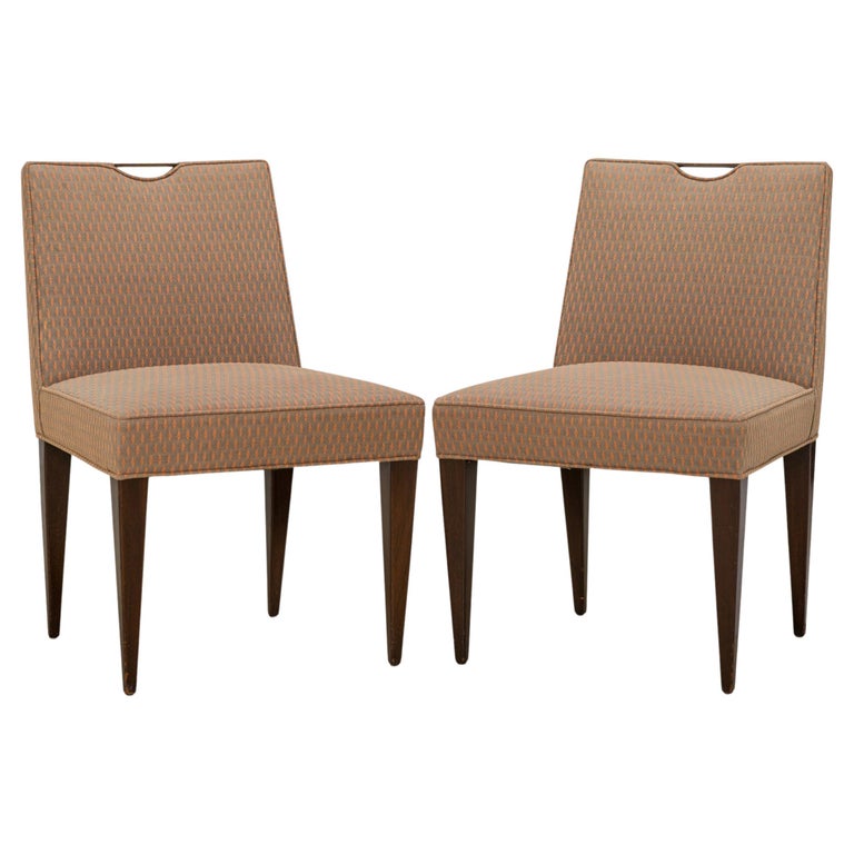 Set of 4 Edward Wormley for Dunbar Patterned Mauve Upholstered Dining ...
