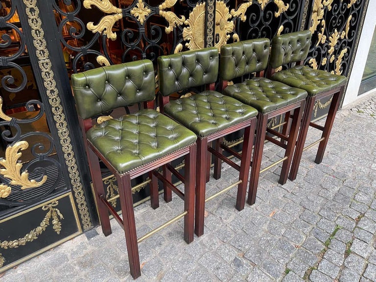 Set of 4 English Chesterfield Bar Stools, 20th Century for Rebecca E at ...