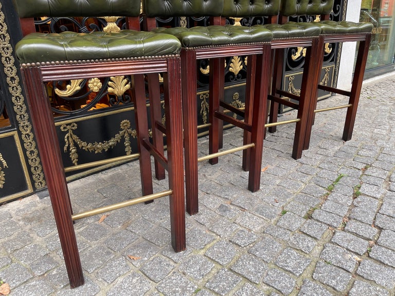 Set of 4 English Chesterfield Bar Stools, 20th Century at 1stDibs