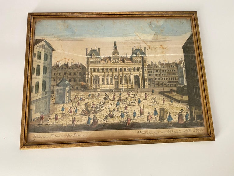 Set of 4 Engravings, Old Paris and Versailles, France, 18th Century at ...
