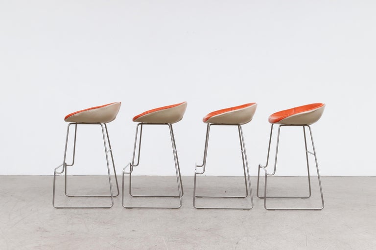 Set of 4 Fjord Leather Bar Stools by Patricia Urquiola for Moroso at ...