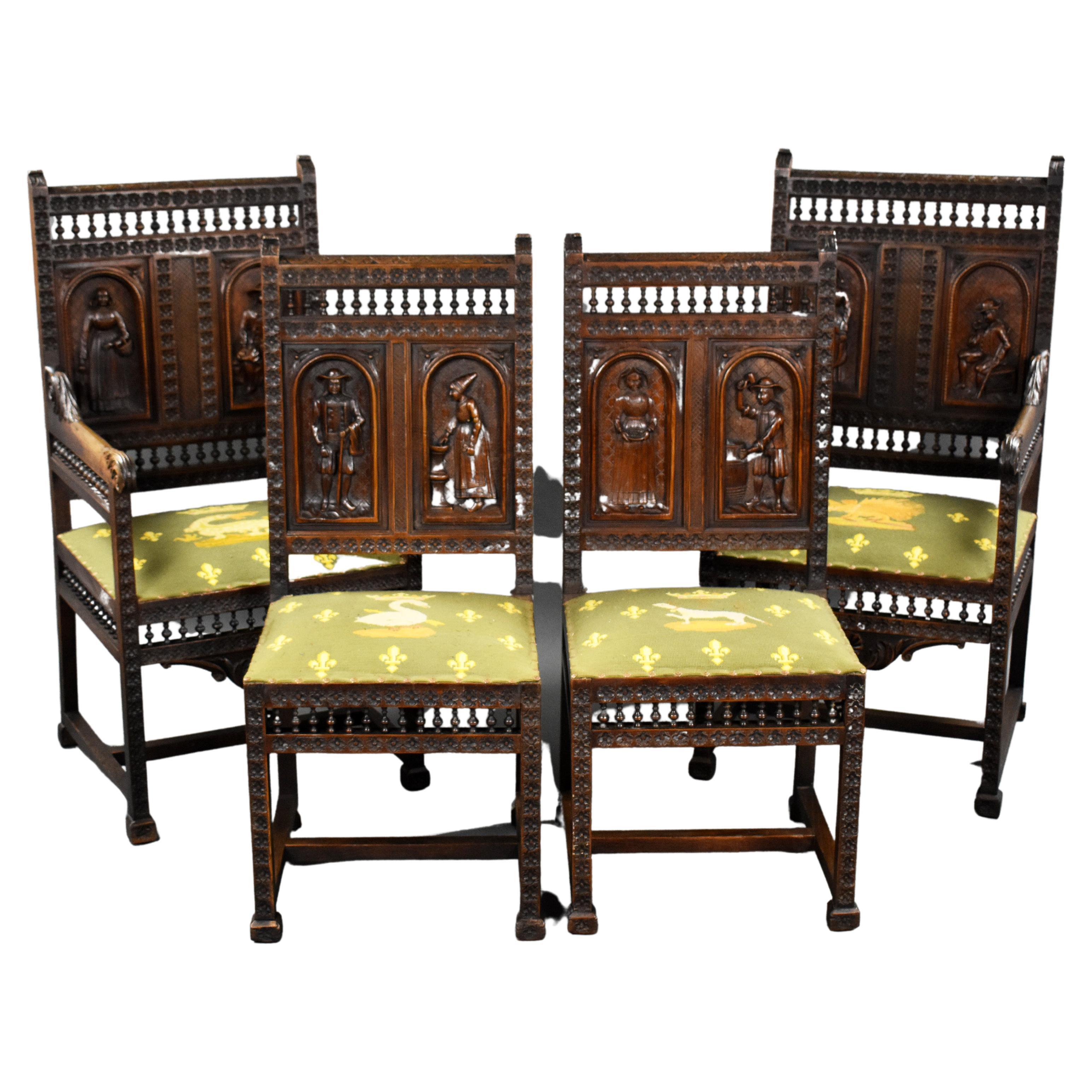 Heavily Carved Oak Roman Chair at 1stDibs