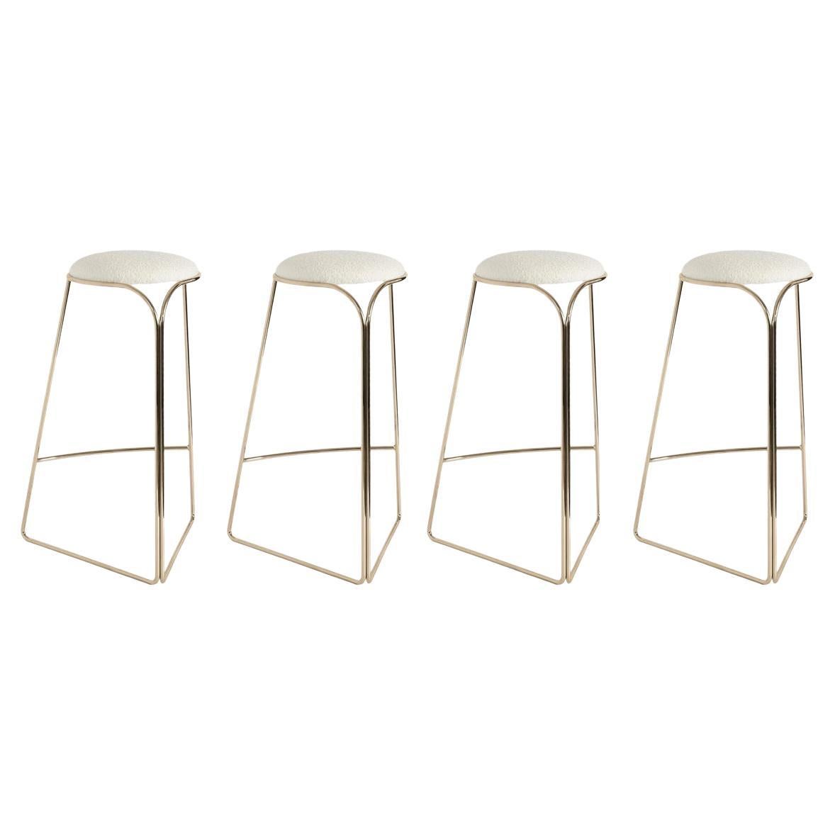 Set of 4 Flow Stool Gold Cloud Contemporary and Chair Made in Italy by ...