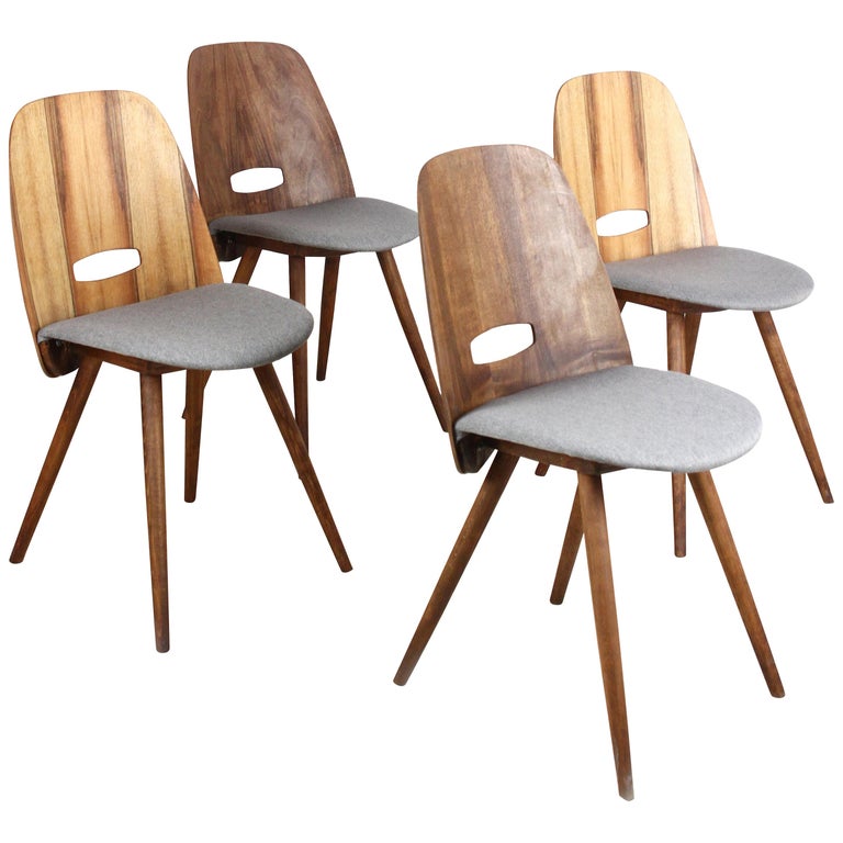 Set of 4 Frantisek Jirak Lollipop Dining Chairs with Walnut Veneer for ...