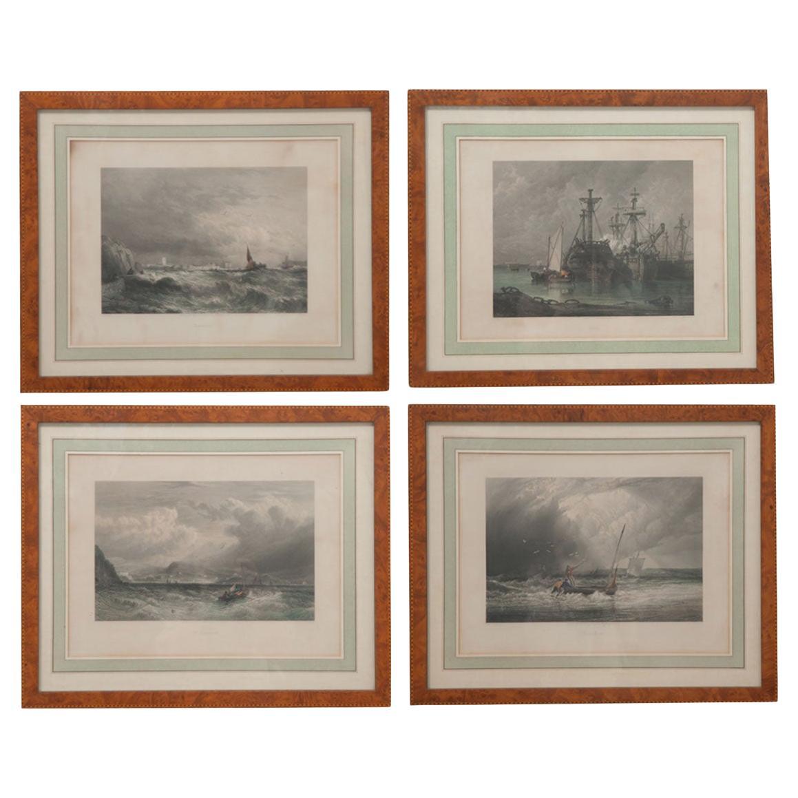 Set of 4 French Framed Lithographs For Sale at 1stDibs