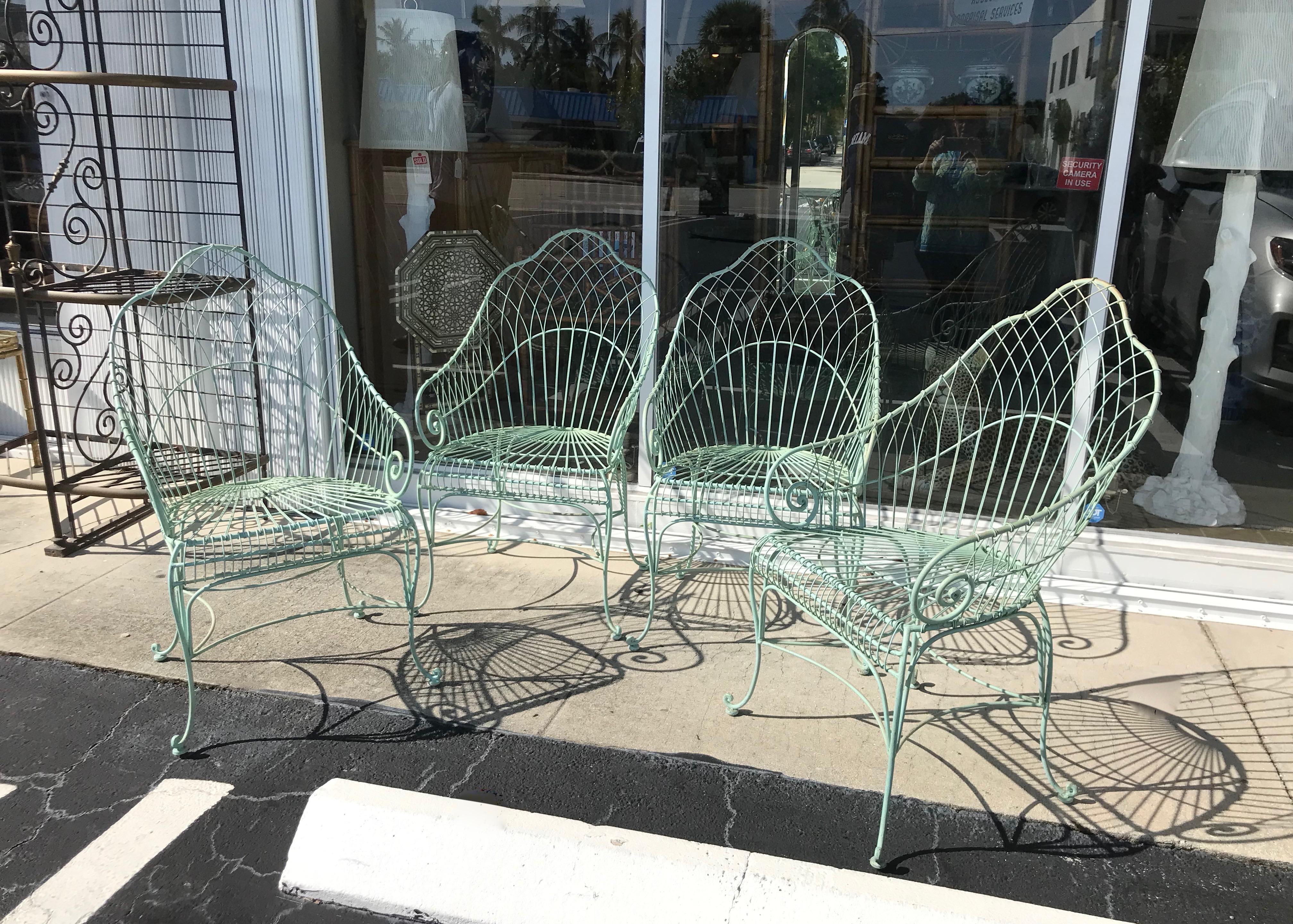 Set of 4 French Wire Garden Chairs at 1stDibs
