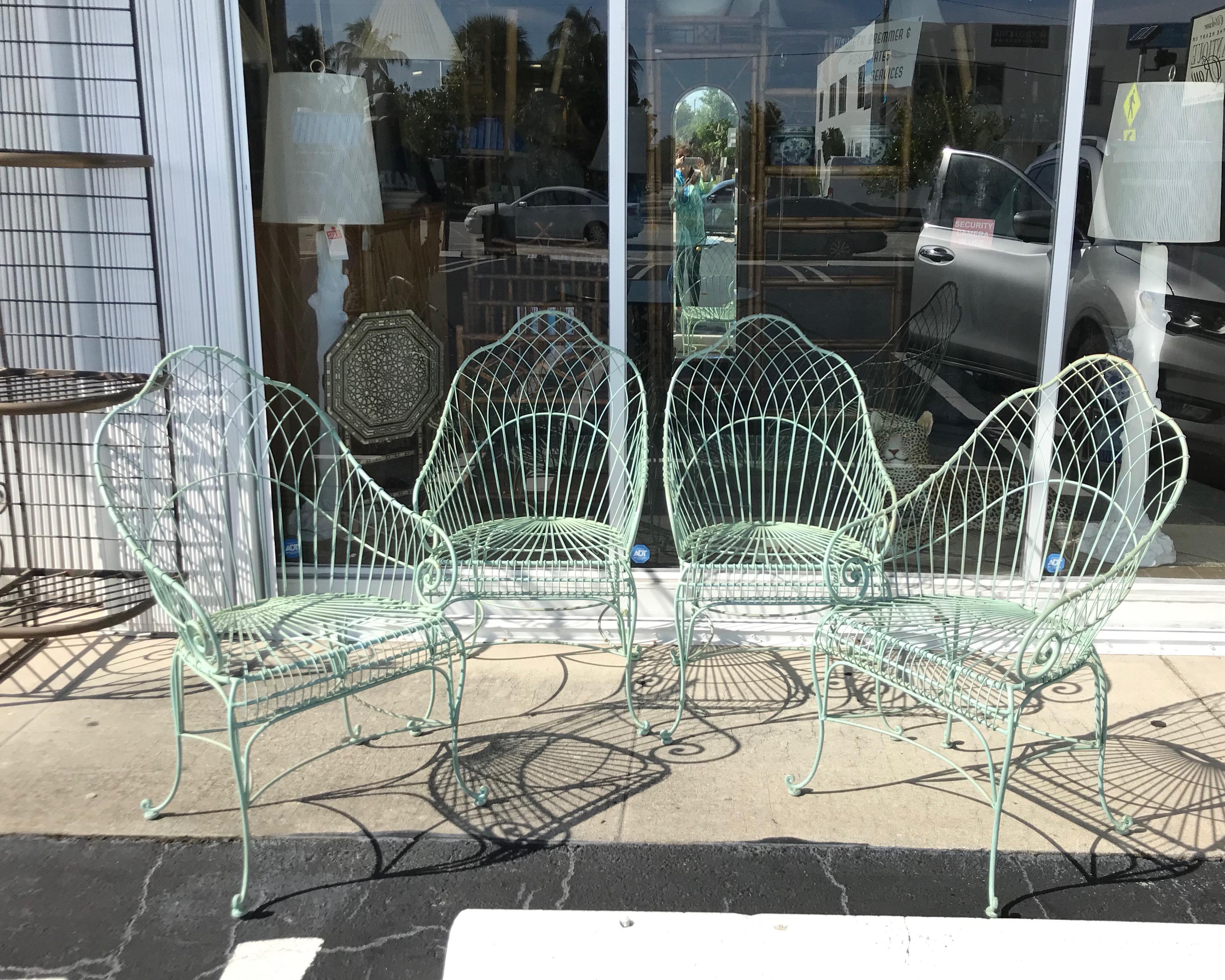 Set of 4 French Wire Garden Chairs at 1stDibs