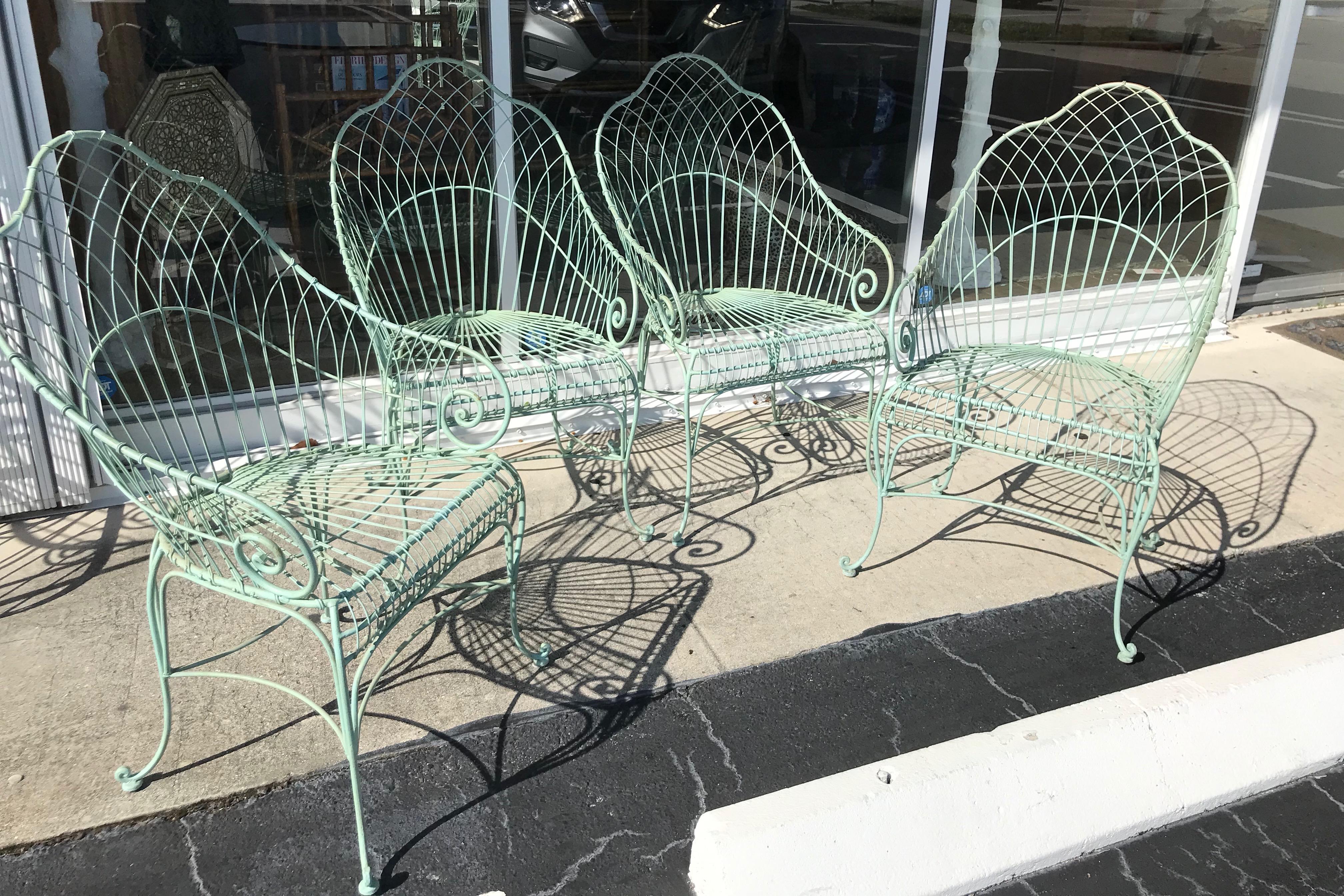 Set of 4 French Wire Garden Chairs at 1stDibs