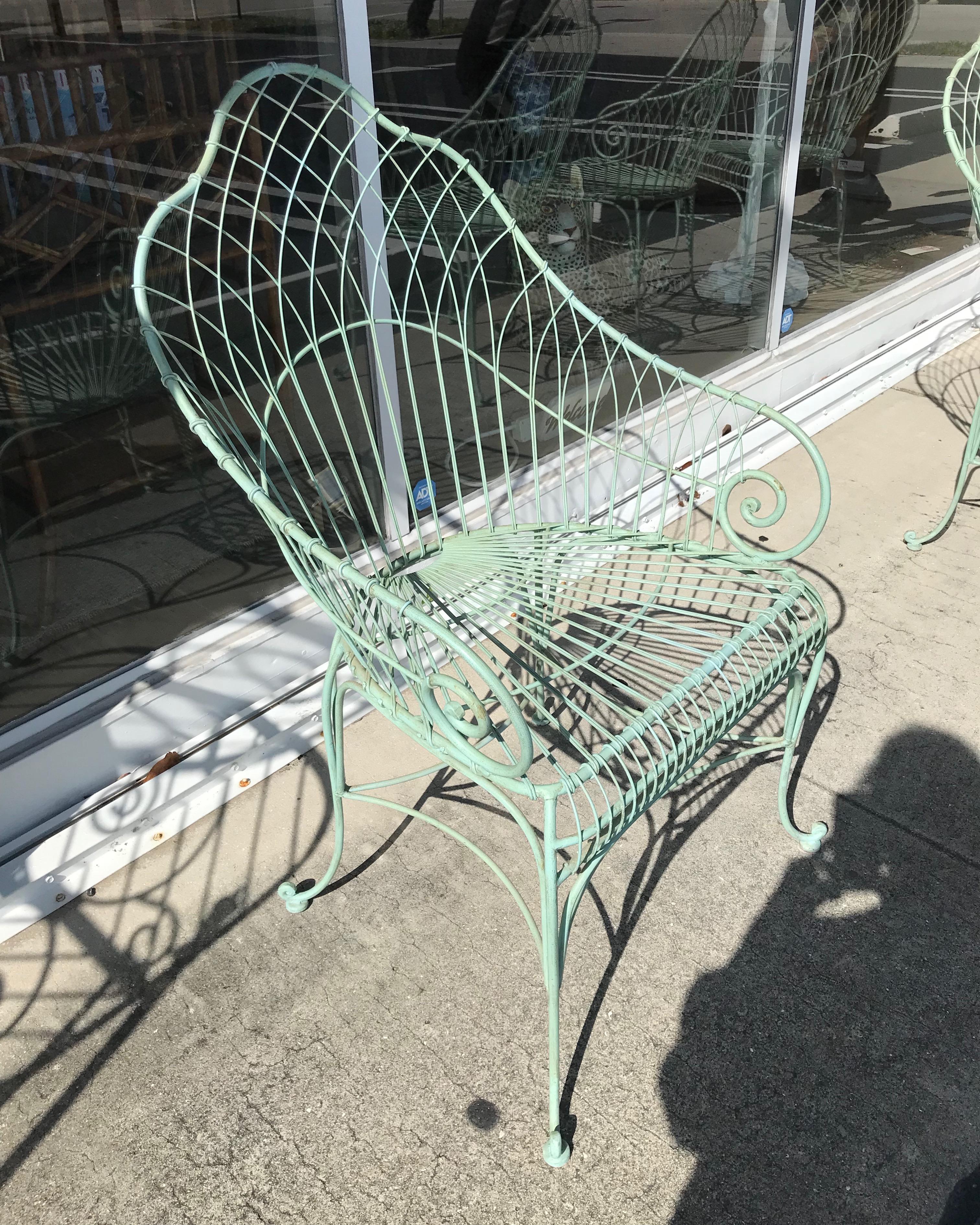 Set of 4 French Wire Garden Chairs at 1stDibs