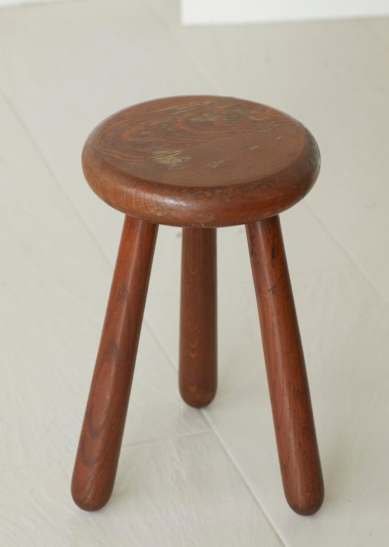 Set of 4 Handcrafted Four Legged Stools in Solid Wood, France, circa ...