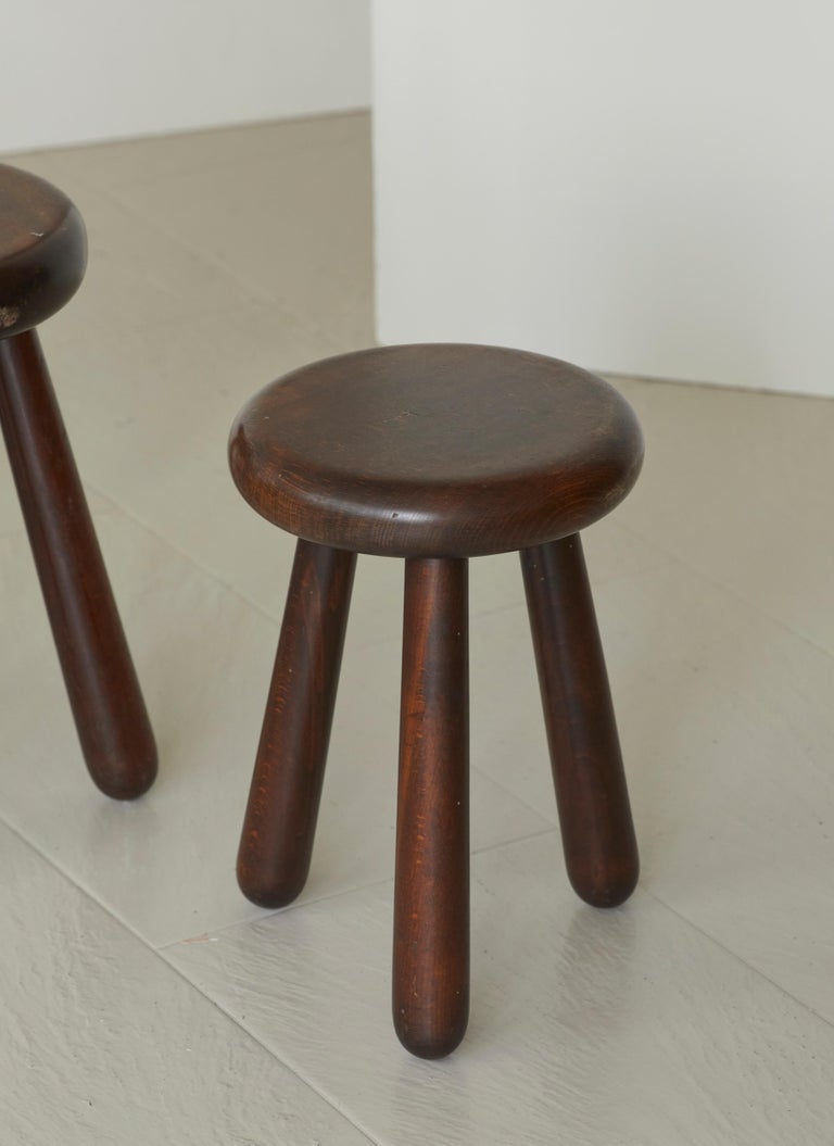 Set of 4 Handcrafted Four Legged Stools in Solid Wood, France, circa ...