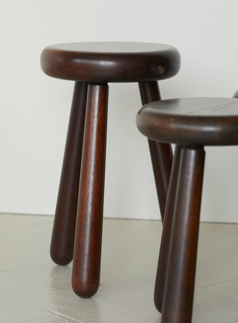 Set of 4 Handcrafted Four Legged Stools in Solid Wood, France, circa ...