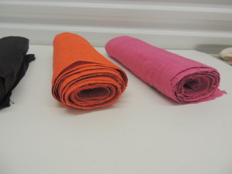 Set of '4' Hand Loomed Asian Sheer Textile Rolls For Sale at 1stDibs
