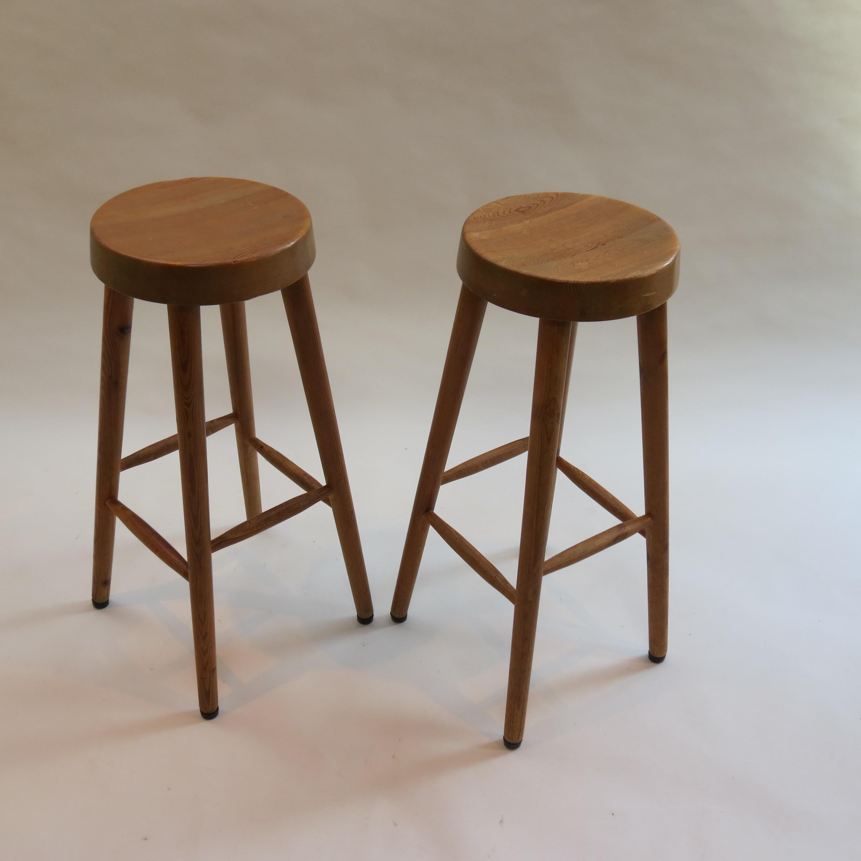 Set of 4 Hand Produced Pine Tall Stools from the 1970s at 1stDibs