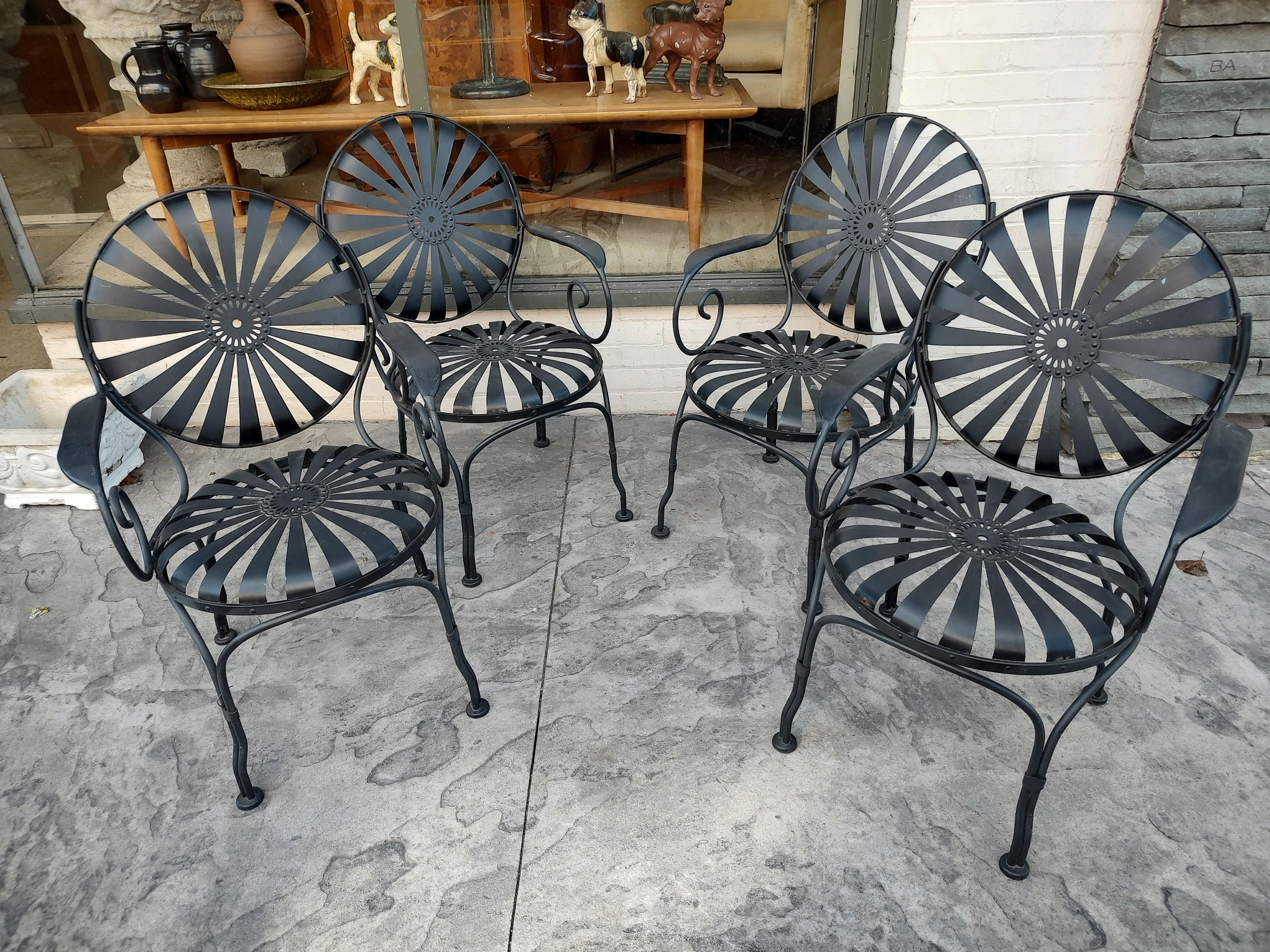 Set of 4 Iron Spring Seat Sunburst Sunflower Chairs, C1960 For Sale at ...