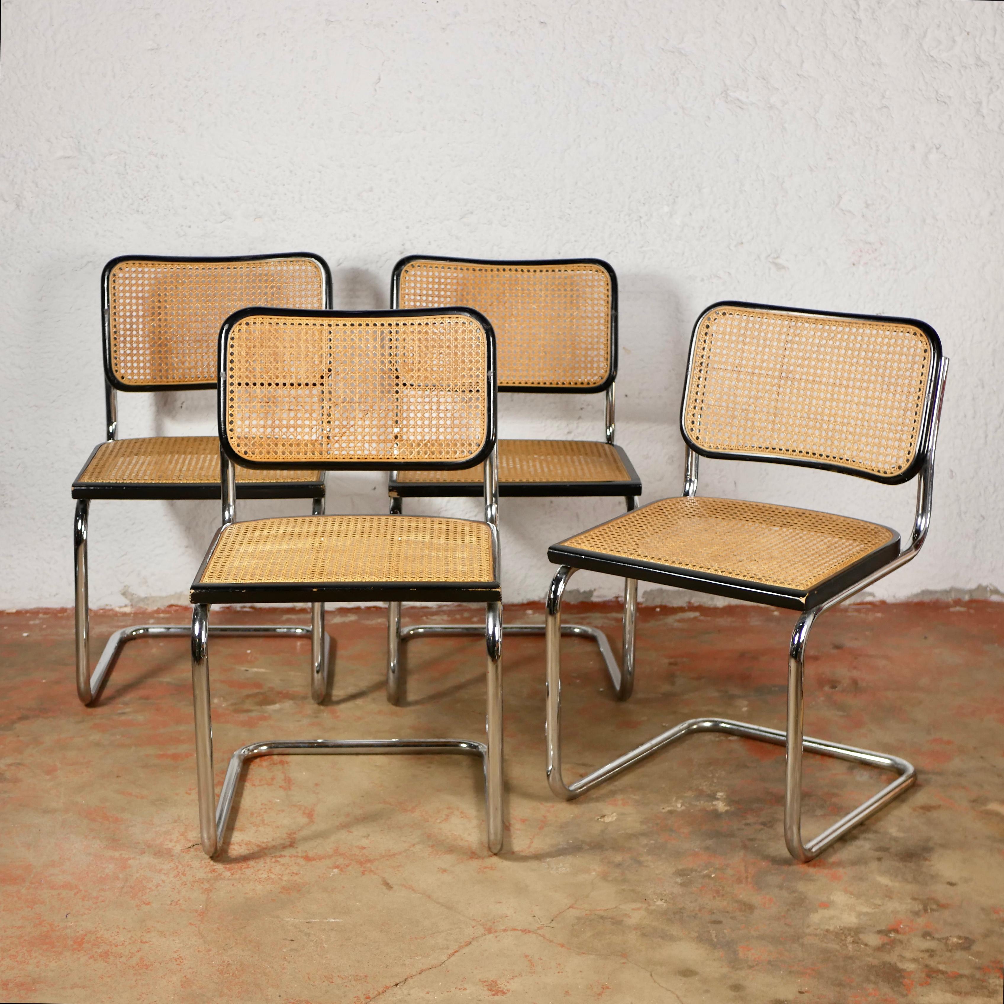 Set of 4 Italian Cane Cesca Chairs from the 1970s at 1stDibs