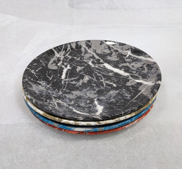 Set of 4 Italian Faux Marble Plates For Sale at 1stDibs