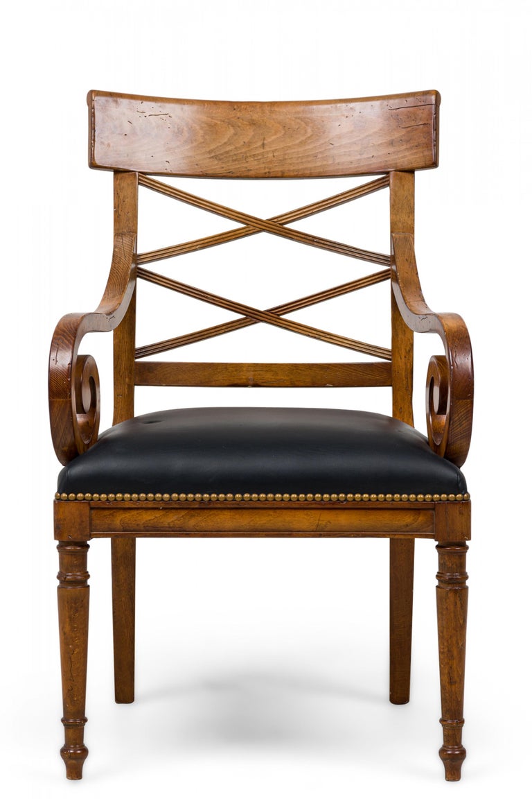 Set of 4 Italian Neo-classic Style Leather Upholstered Armchairs For ...
