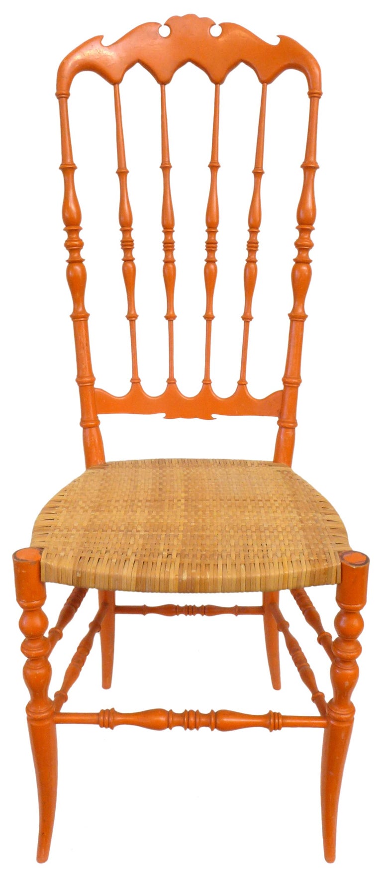 Set of 4 Italian Painted Wood and Woven Cane Chiavari Chairs For Sale ...