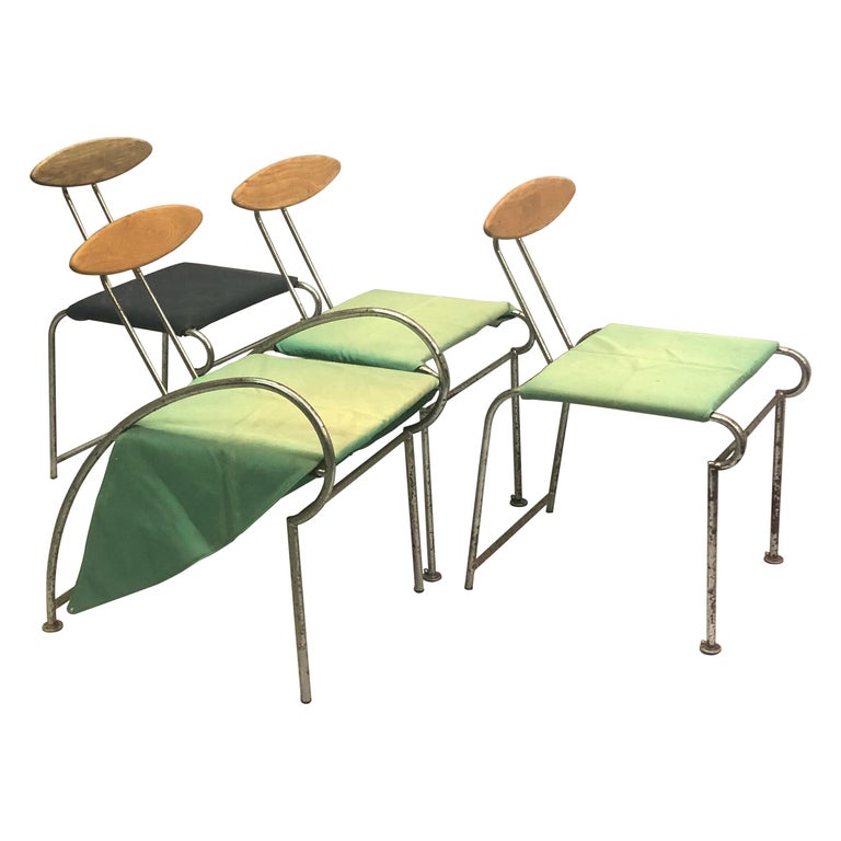 Set of 4 Italian Post-Modern / Memphis Dining Chairs by Massimo Iosa ...
