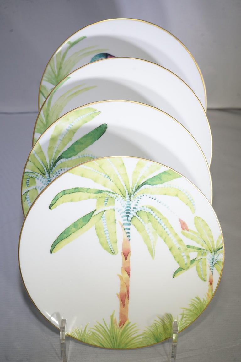 Set of 4 Italian Whimsical Tropical Themed Porcelain Plates by Dalwin ...