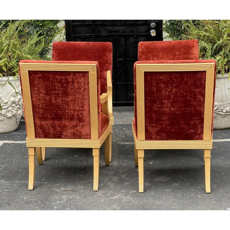 Set of 4 J. Robert Scott Art Deco Red Velvet Dining Chairs, 1980s For ...