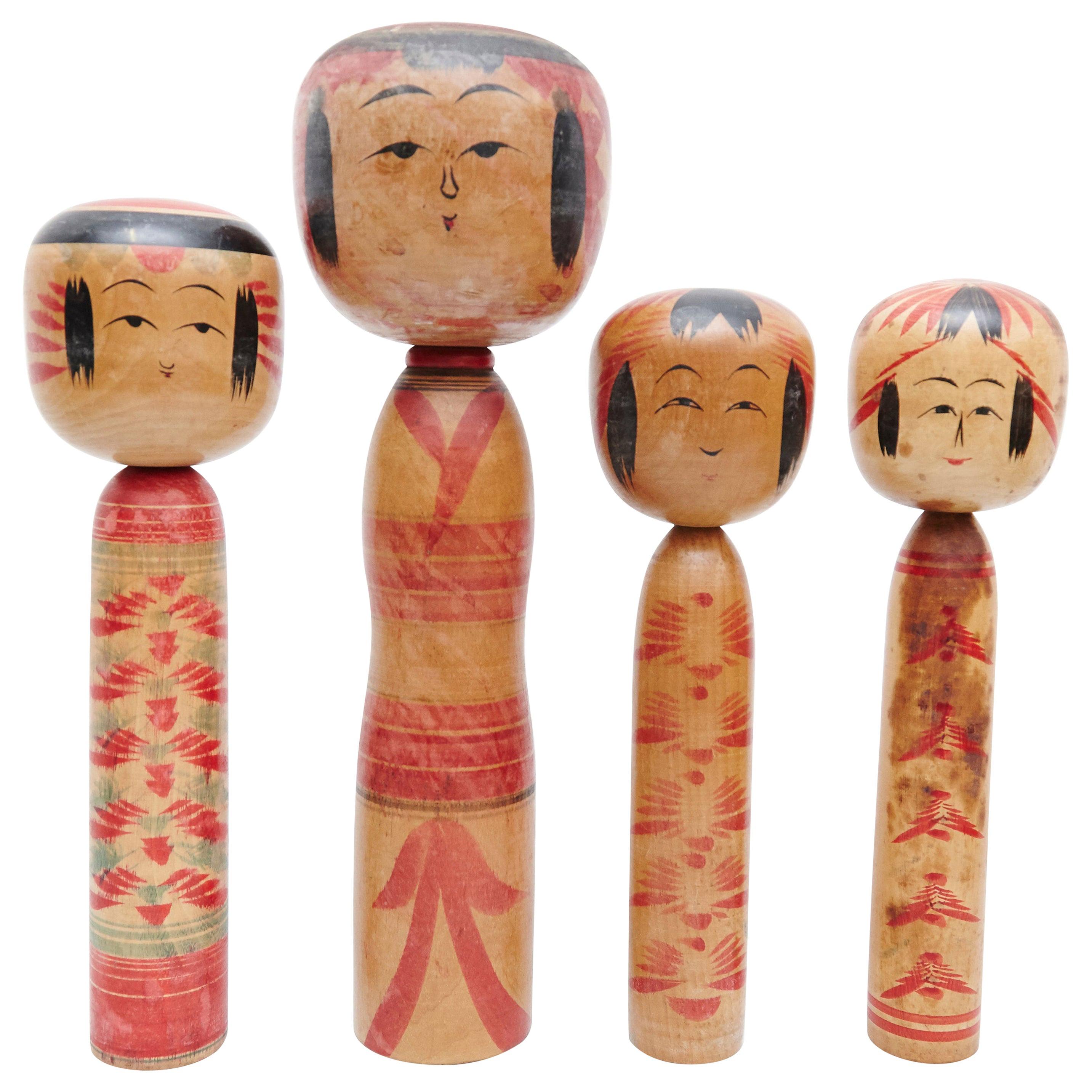 Set of 4 "Kokeshi" Dolls at 1stDibs