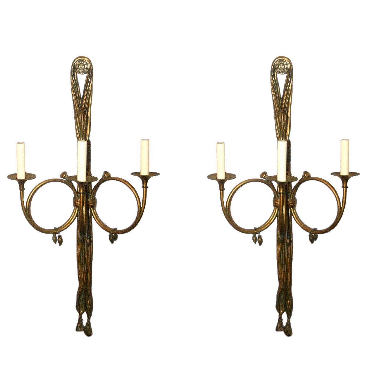 Set of Four Large Bronze Sconces For Sale at 1stDibs